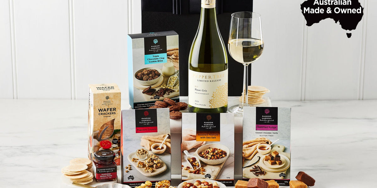 White Wine with Nibbles Gourmet Gift Hampers | Random Harvest